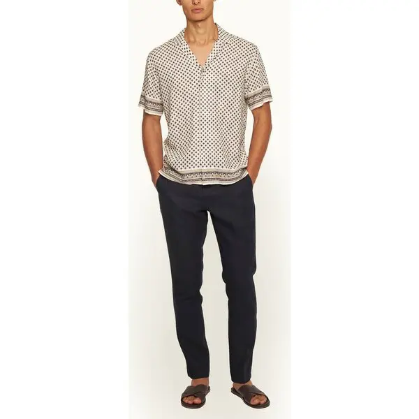 Orlebar Brown Griffon Lino Tailored Fit Smart Italian Linen Trousers - Night Iris