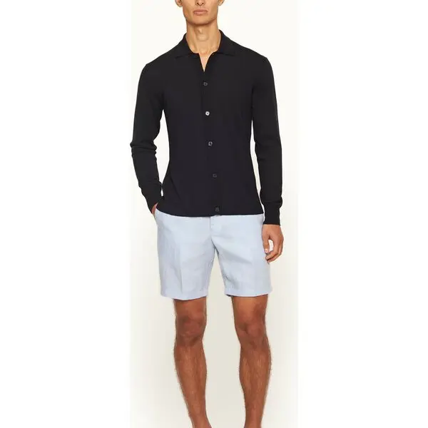 Orlebar Brown Norwich Tailored Fit Italian Linen Shorts - Springwater Blue