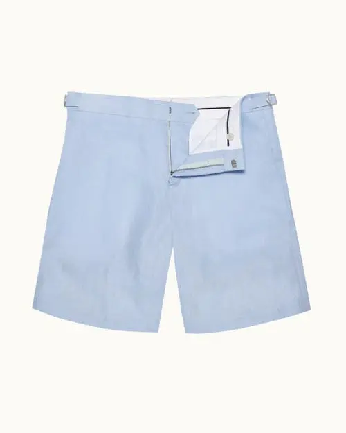 Orlebar Brown Norwich Tailored Fit Italian Linen Shorts - Springwater Blue