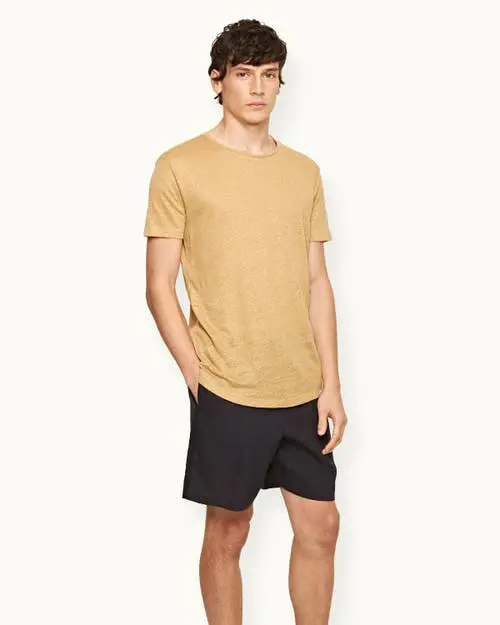 Orlebar Brown Alex Lino Relaxed Fit Italian Linen Drawcord Shorts - Night Iris