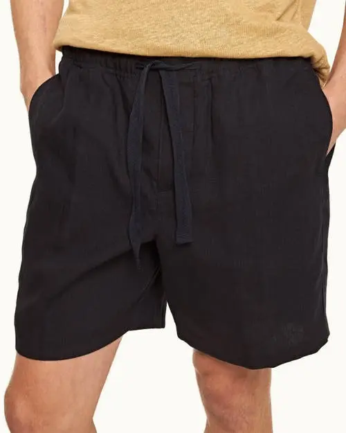 Orlebar Brown Alex Linen Relaxed Fit Drawcord Shorts - Night Iris