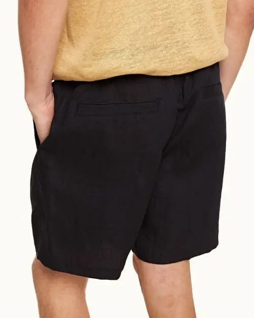 Orlebar Brown Alex Linen Relaxed Fit Drawcord Shorts - Night Iris