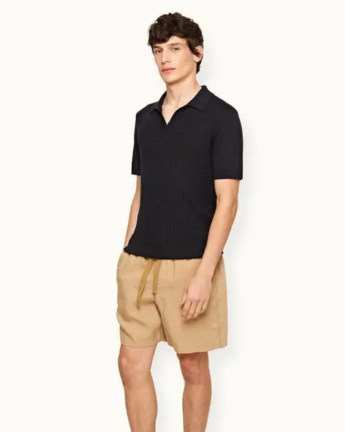 Orlebar Brown Alex Lino Relaxed Fit Italian Linen Drawcord Shorts - Biscuit