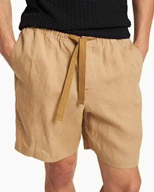 Orlebar Brown Alex Linen Relaxed Fit Drawcord Shorts - Biscuit