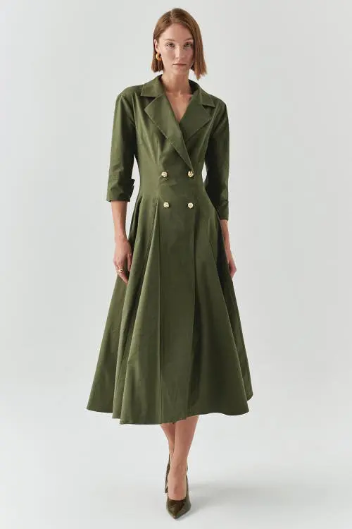 EXQUISE Estelle Jacket Collar Pocketed Dress - Cherry