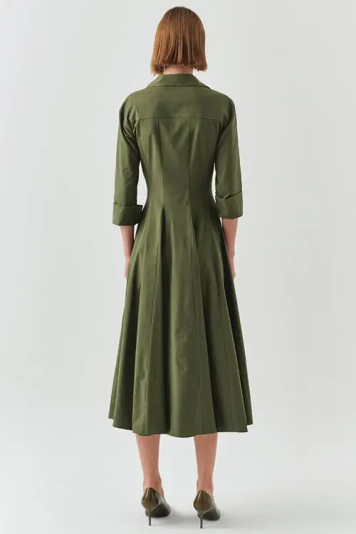 EXQUISE Estelle Jacket Collar Pocketed Dress - Cherry