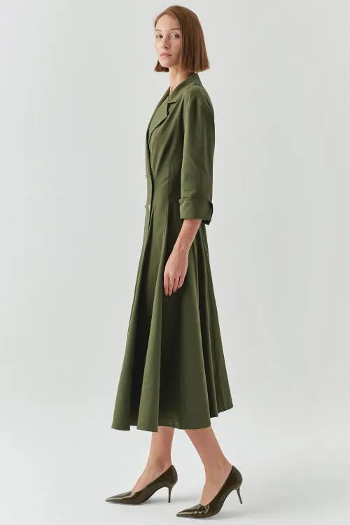 EXQUISE Estelle Jacket Collar Pocketed Dress - Cherry