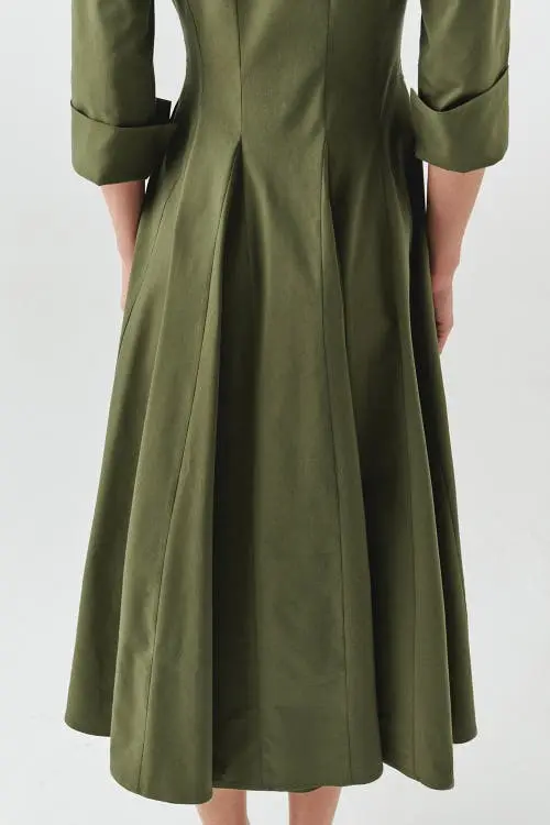 EXQUISE Estelle Jacket Collar Pocketed Dress - Cherry