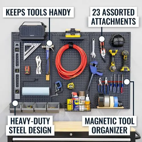 STOREYOUR 51" X 32" Pro Pegboard | 23 Attachments