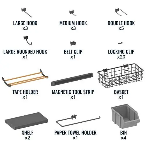 STOREYOUR 51" X 32" Pro Pegboard | 23 Attachments