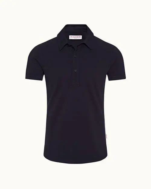 Orlebar Brown Sebastian Pique Tailored Fit Pique Polo Shirt - Navy