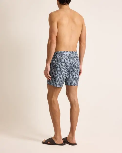 Orlebar Brown Bulldog Drawcord Swim Shorts With Passetto Print - Night Iris