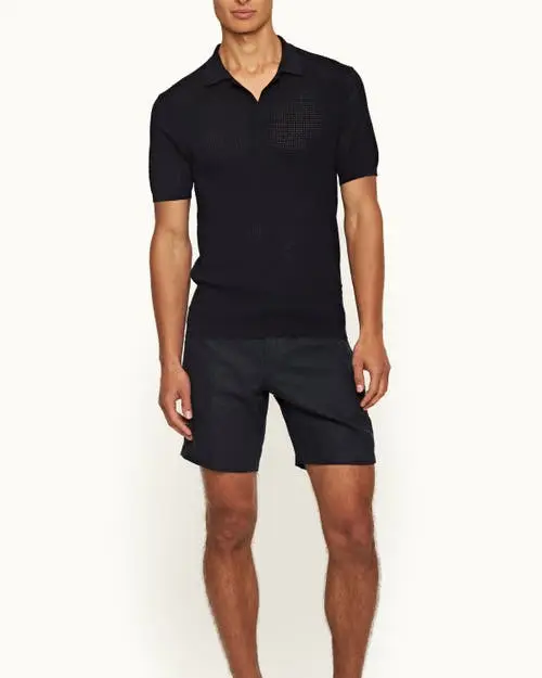 Orlebar Brown Norwich Lino Tailored Fit Smart Italian Linen Shorts - Night Iris