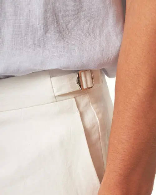 Orlebar Brown Griffon Tailored Fit Linen Trousers - White Sand
