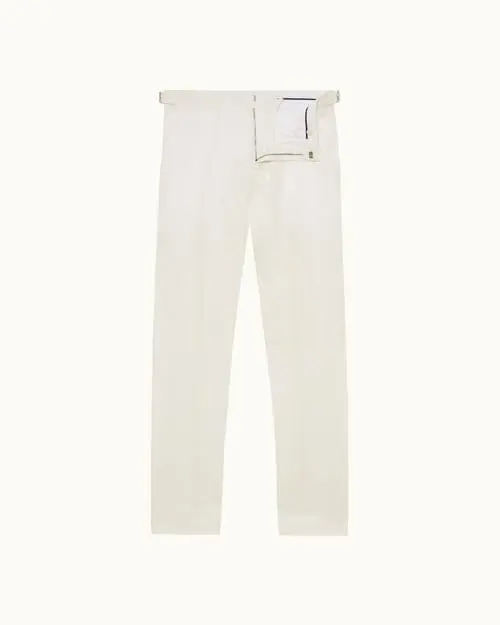 Orlebar Brown Griffon Tailored Fit Linen Trousers - White Sand