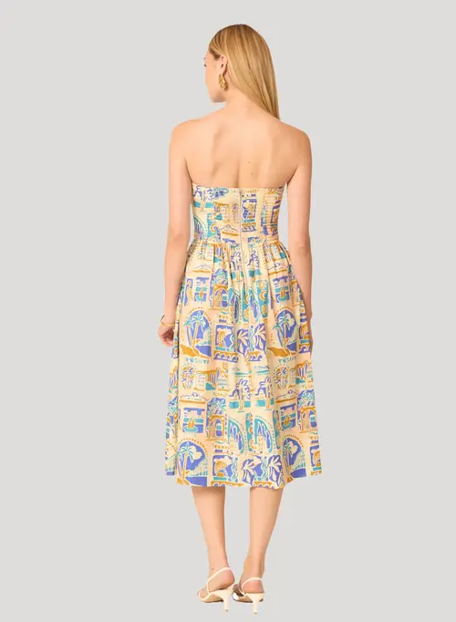 GILNER FARRAR Luanna Floral Print Strapless Midi Dress