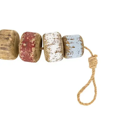 FORESIDE HOME AND GARDEN Beaded Distressed Tassel Multiple Color Wood & Jute
