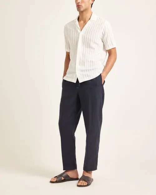 Orlebar Brown Alex Relaxed Fit Italian Linen Drawcord Trousers - Night Iris