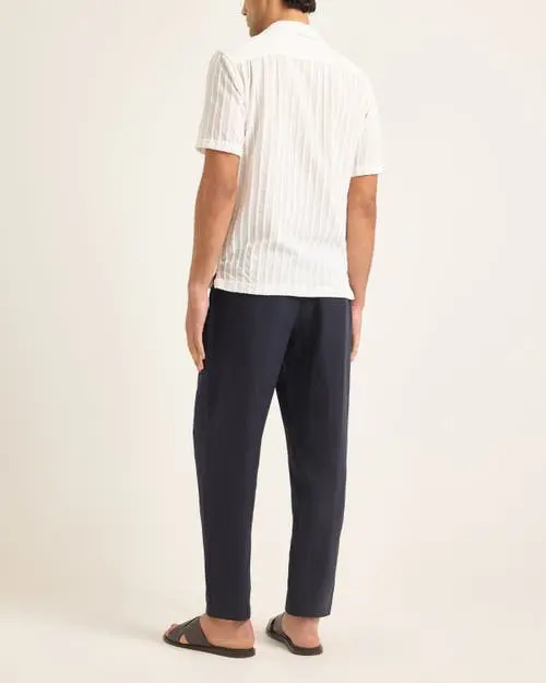 Orlebar Brown Alex Relaxed Fit Italian Linen Drawcord Trousers - Night Iris