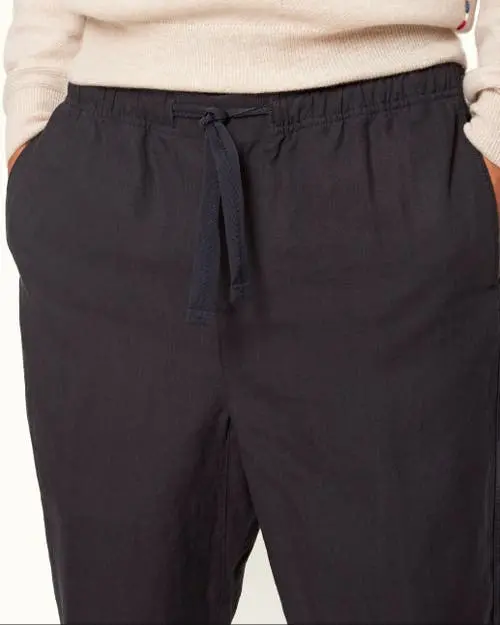 Orlebar Brown Alex Relaxed Fit Italian Linen Drawcord Trousers - Night Iris