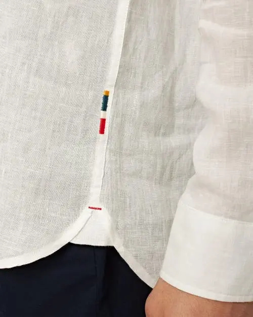 Orlebar Brown Justin Lino Relaxed Fit Classic Collar Italian Linen Shirt - White