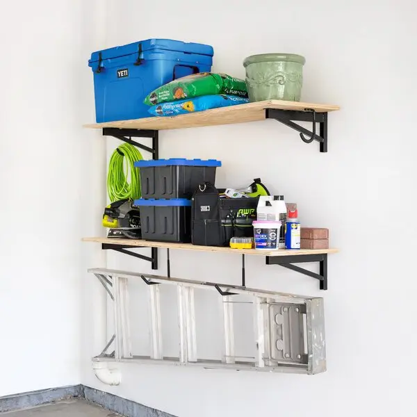 STOREYOUR 1' X 4' Diy Wall Shelf Brackets | Heavy Duty Garage Wall Shelves - Black
