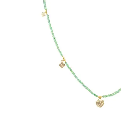 MADISON BEVERLY HILLS Aventurine Beaded Choker Necklace With Charm Accents