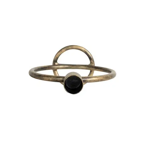 FORESIDE HOME AND GARDEN Brass Round Sculpture Taper Candle Holder Metal