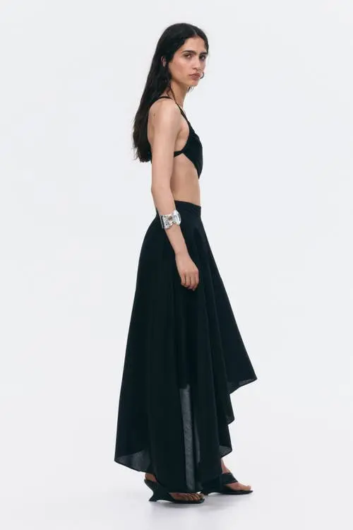H&m Asymmetric Dual-fabric Skirt