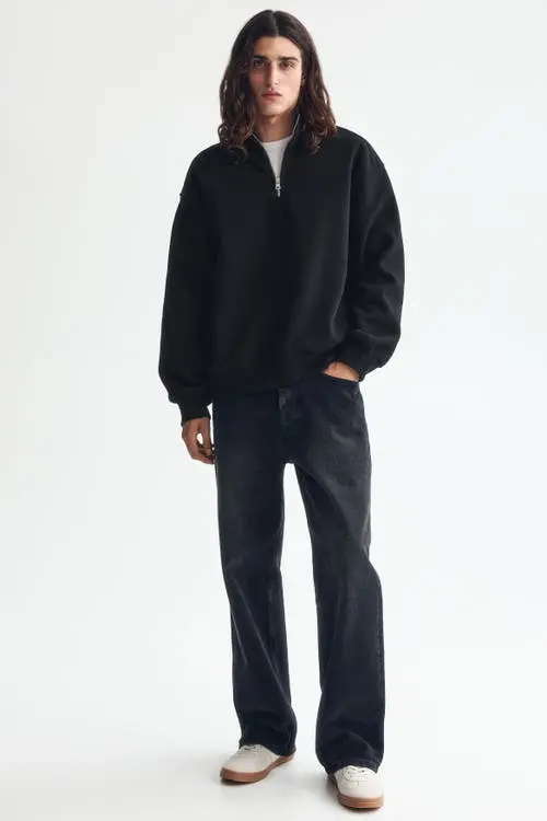H&M Loose Fit Zip-top Sweatshirt - Black