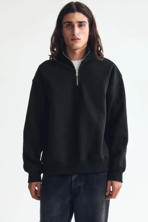 H&M Loose Fit Zip-top Sweatshirt - Black