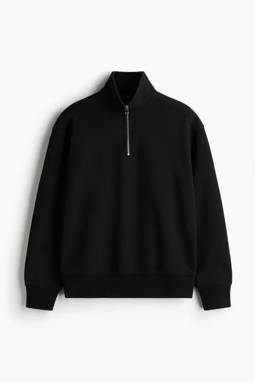 H&M Loose Fit Zip-top Sweatshirt - Black