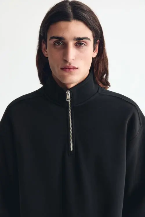 H&M Loose Fit Zip-top Sweatshirt - Black