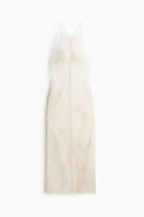 H&m Beaded Crochet-look Halterneck Maxi Dress