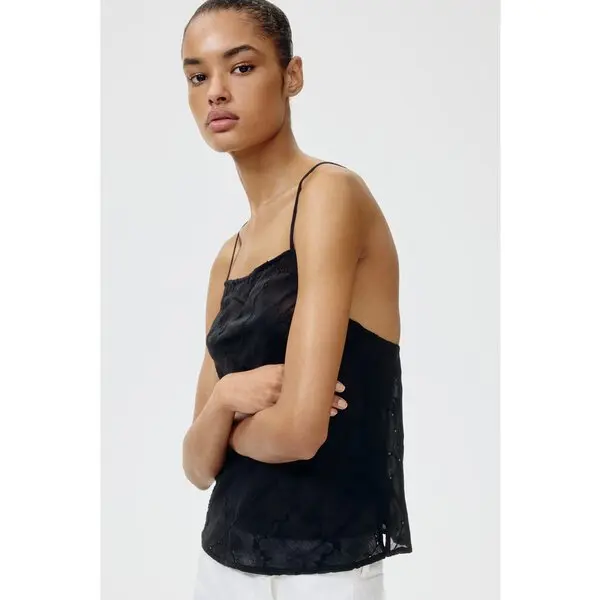 H&m Broderie Anglaise Strappy Top - Black