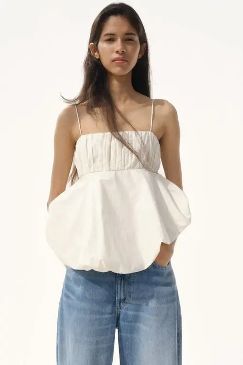 H&m Asymmetric Bubble-hem Strappy Top