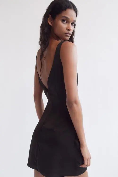 H&m Cowl Neck Satin Mini Dress
