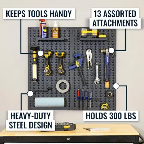 STOREYOUR 34" X 32" Pegboard | 13 Attachments