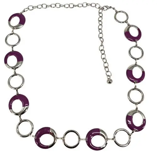 MADISON BEVERLY HILLS Vintage Silver Tone Enamel Chain Belt