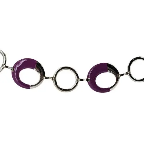 MADISON BEVERLY HILLS Vintage Silver Tone Enamel Chain Belt