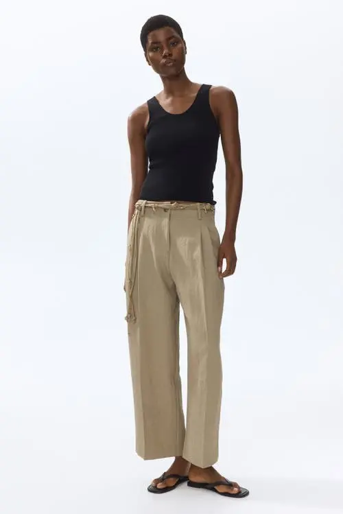 H&m Ankle-length Twill Trousers - Beige