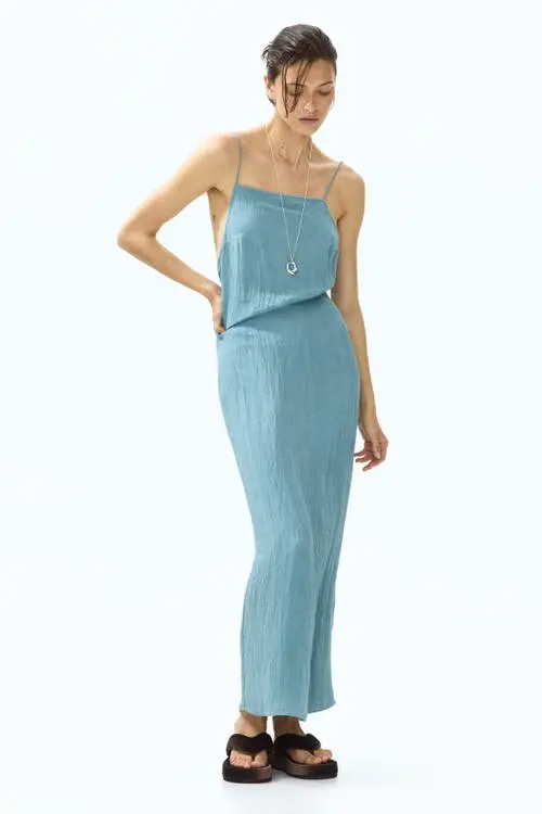 H&m Low-back Crêpe Dress - Turquoise