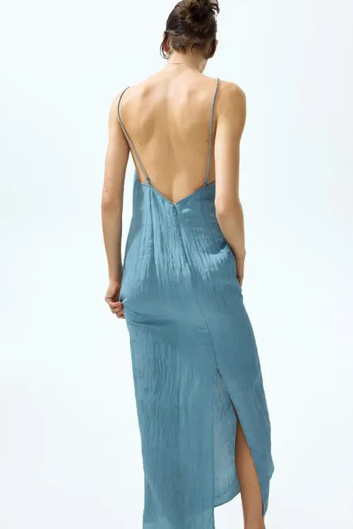 H&m Low-back Crêpe Dress - Turquoise