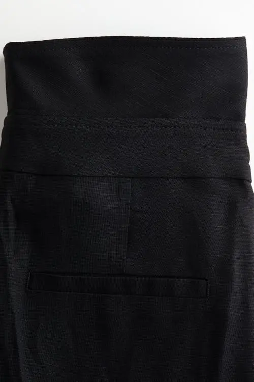 H&M Foldover Waistband Linen-blend Trousers