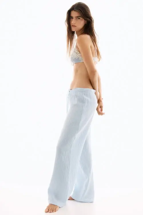 H&m Muslin Pyjama Bottoms - Light Blue