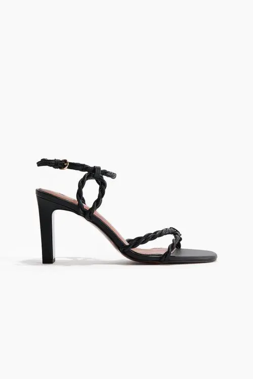 H&m Heeled Strappy Sandals With Twisted Detail - Black