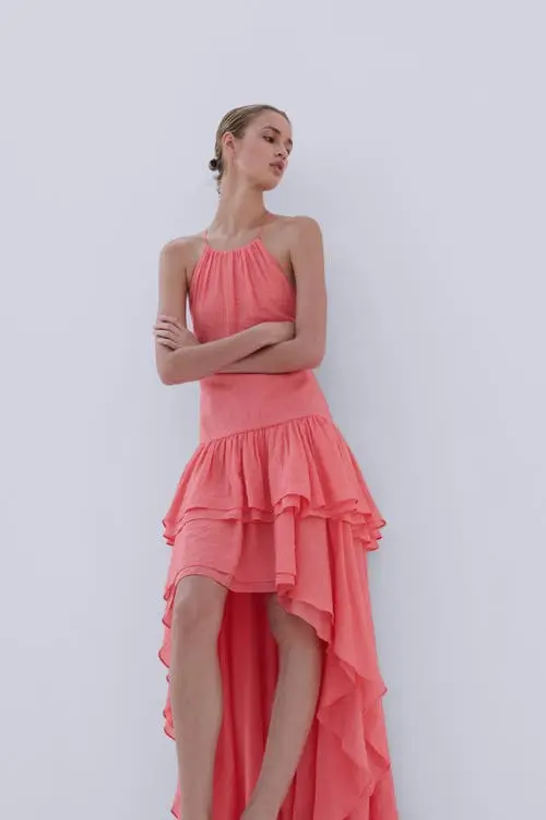 H&m Tiered High-low Dress