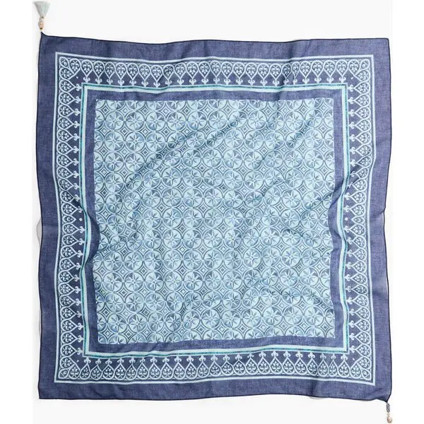 H&m Printed Cotton Scarf - Blue/patterned