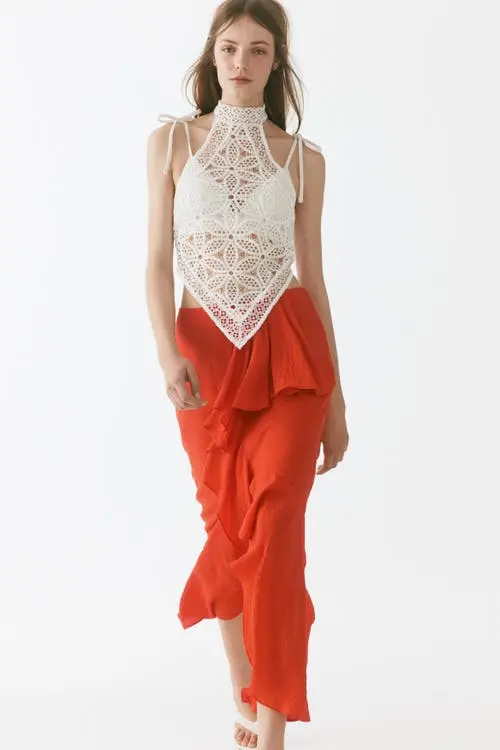 H&m Flounce-trimmed Viscose-blend Skirt