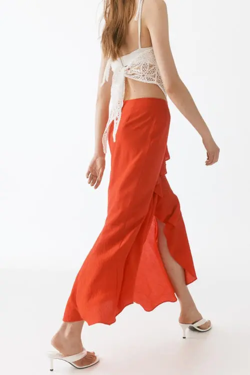 H&m Flounce-trimmed Viscose-blend Skirt